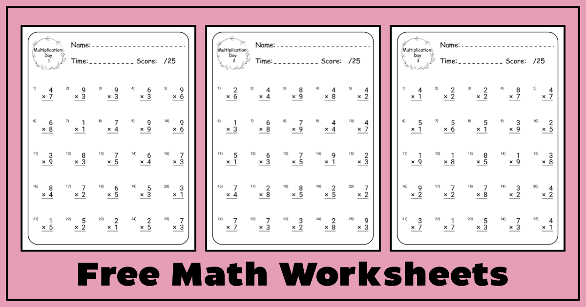25+ Free PDF Printable Math Worksheets