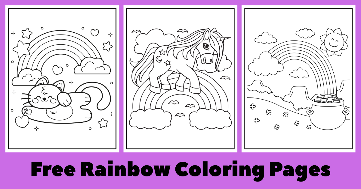 20 Rainbow Coloring Pages Printable PDF For Kids and Adults